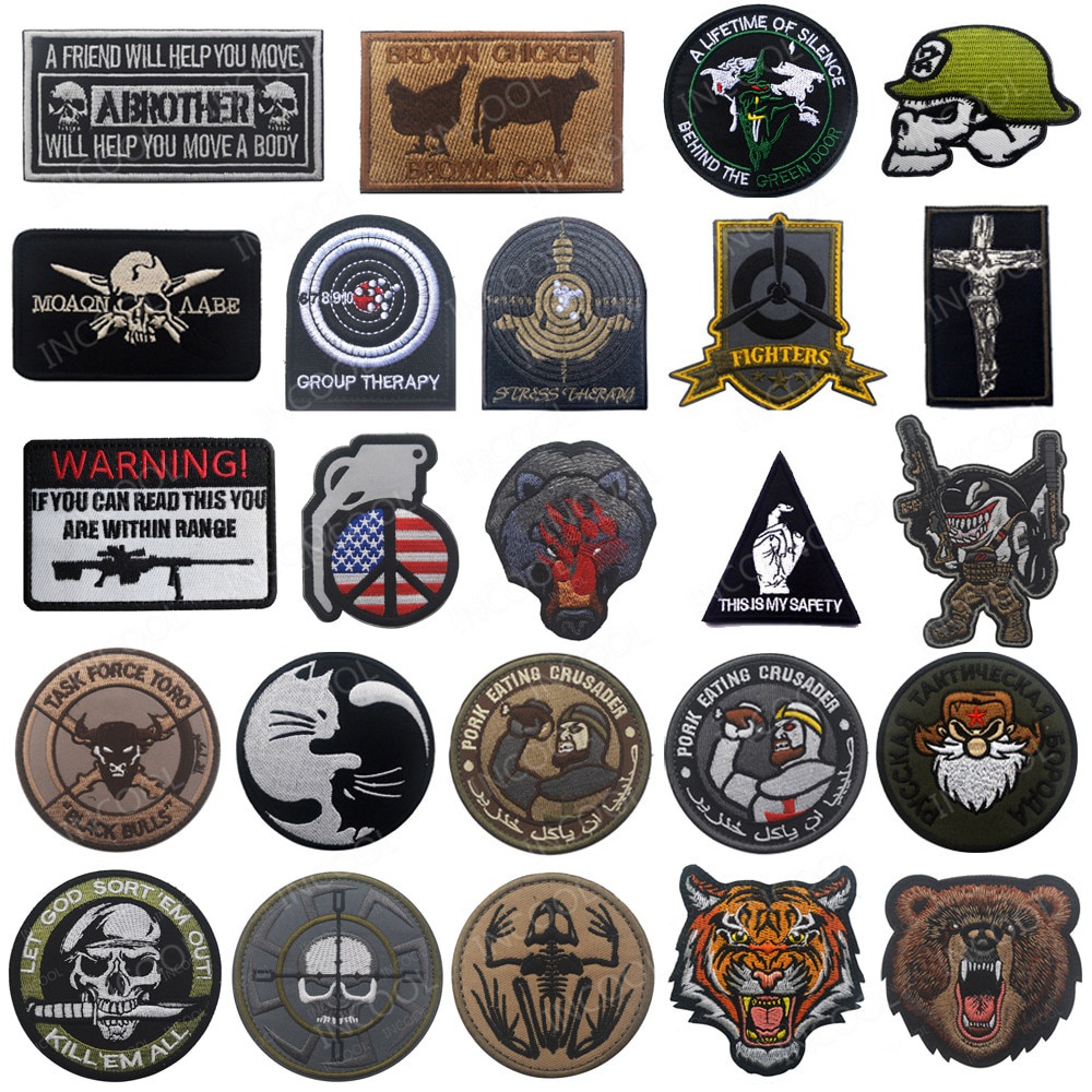 Tactical patch embroidery patch wolf tiger pig frog cat Niu long series ...
