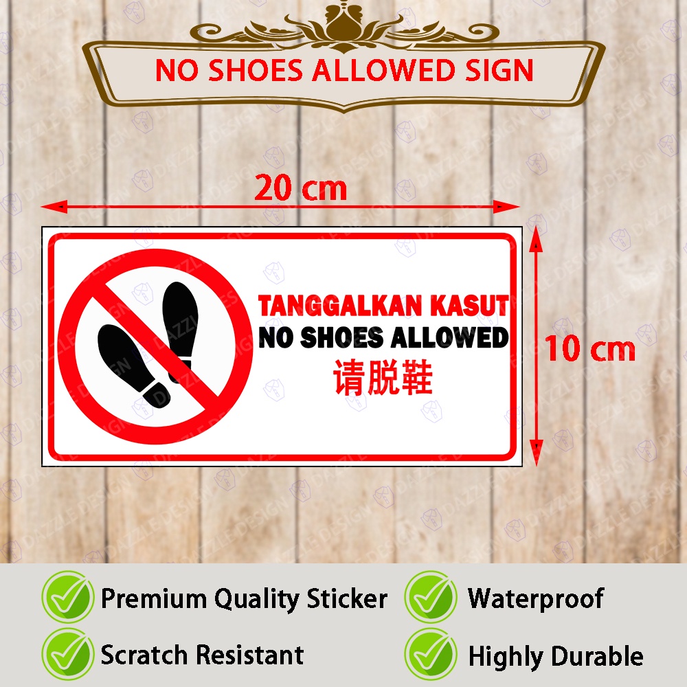 ️[ NO SHOES ALLOWED 2 ] 20X10CM SIGNS STICKER / PELEKAT STICKER / SILA ...