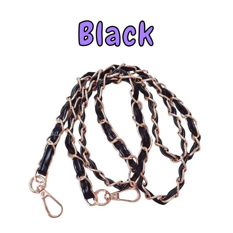 Bag Strap- Metal bag chain with PU leather 120cm -Crossbody/ Rantai ...