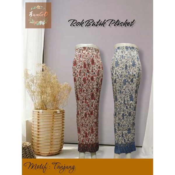 (BunGO) Tanjung Flower Batik Motif Pleated Skirt Fit Jumbo - Real Pict ...