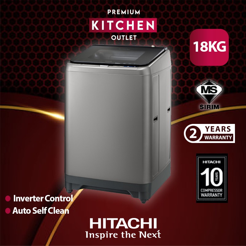 Hitachi 18KG Washing Machine Top Loading Ultra Stream Wash SF-180XWV SL ...
