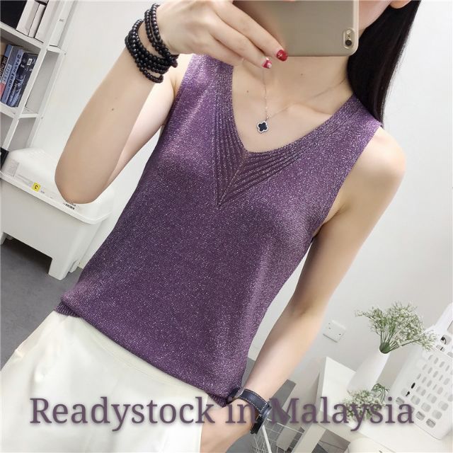 (Ready stock) 2020 Summer Colorful Ice Silk Light Silk Vest Women Wear ...