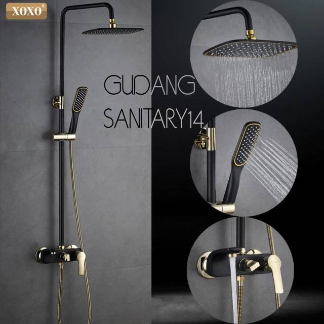 Hot and cold shower column combination of black gold hot and cold ...