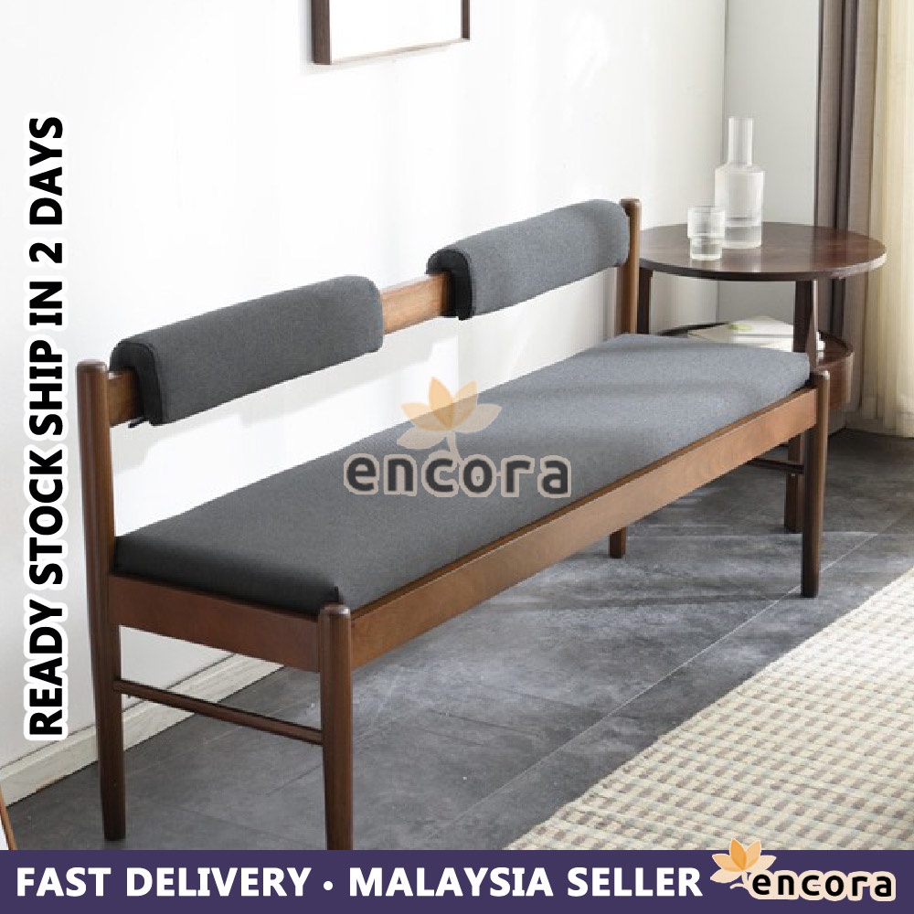 Encora Armless Long Wood Bench With Soft Comfortable Cushion Kerusi ...