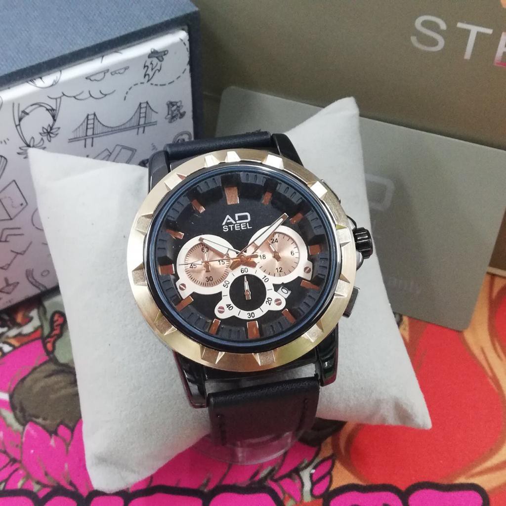 [READY STOCK] AD STEEL MEN WATCH 05 *GOLD/BLACK (WITH 1 YEAR WARRANTY ...