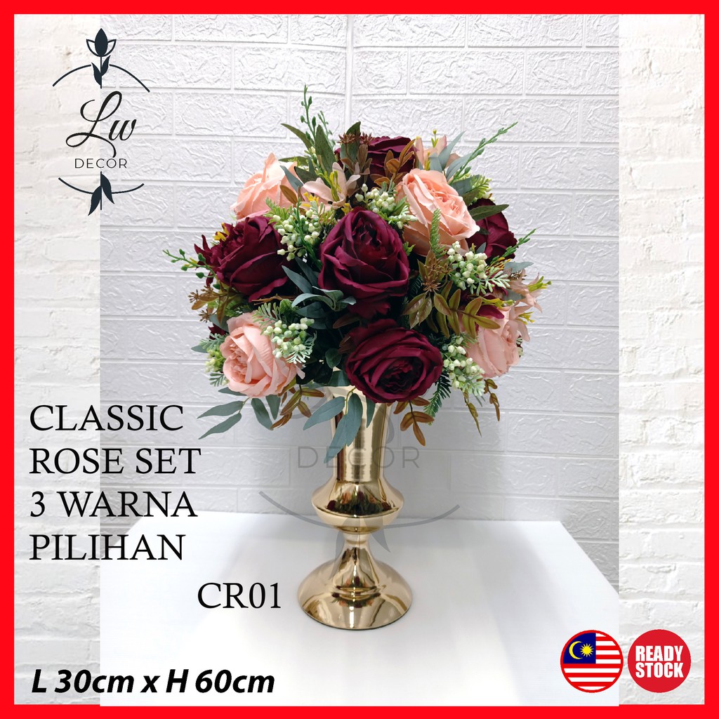 LWDECOR Bunga Hiasan Bunga ROSE SET Hiasan Rumah bunga hiasan dalam ...
