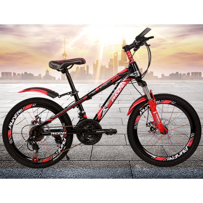 22 Inch Black Red Children Bicycle With Disc Brakes Mountain Bike Boys ...