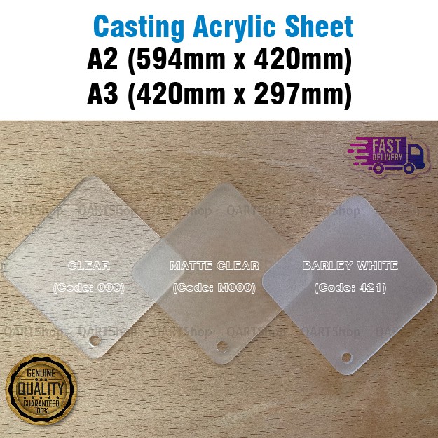 Acrylic Sheet Grade A Casting (CLEAR, MATTE & BARLEY WHITE) *A2 & A3 ...