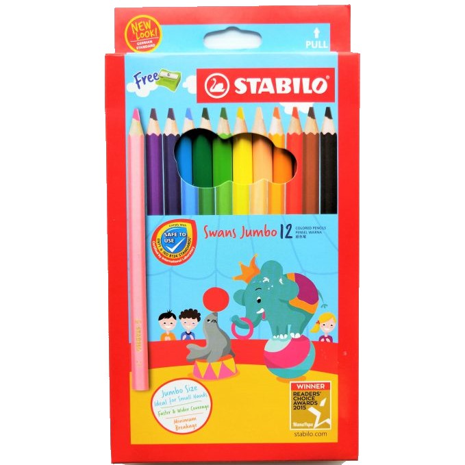 Stabilo Swan Jumbo Color Colour Pencils 12S 12L 18L 24L 1877J (pensil ...