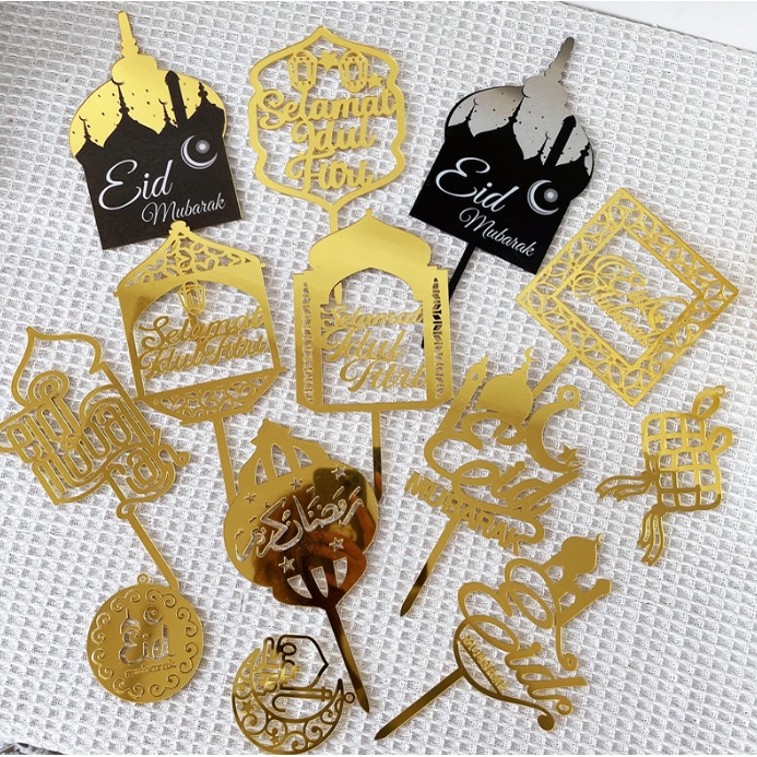 Ramadan Acrylic cake topper Eid Mubarak Hari Raya Hari Haji cupcake ...