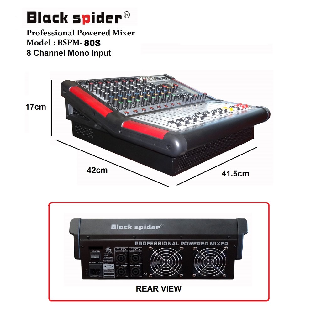 BLACK SPIDER 8 ,12 Channel Power Mixer With USB Player & Bluetooth ...
