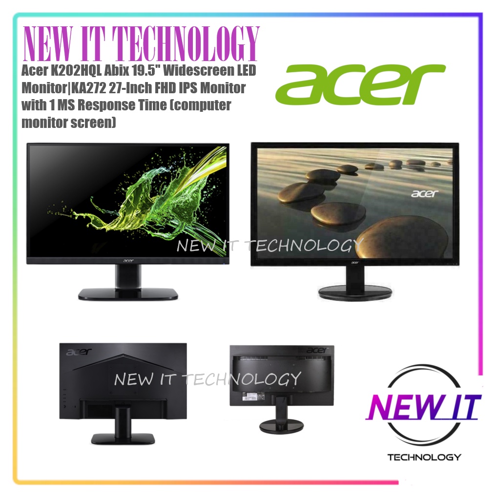 Acer K202HQL Abix 19.5'' Widescreen LED Monitor & KA242YE 24-Inch FHD ...