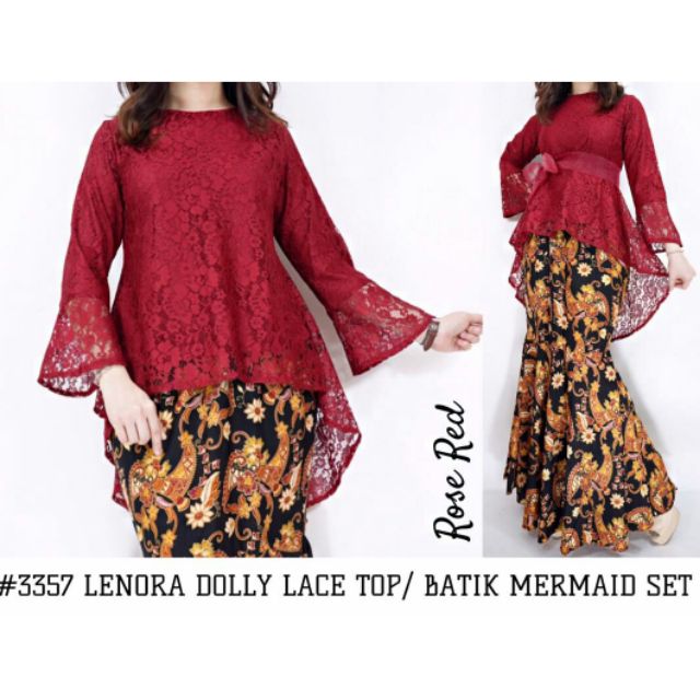 RIANG RAYA SALE 🎉LENORA DOLLY LACE TOP/BATIK MERMAID SET | Shopee Malaysia