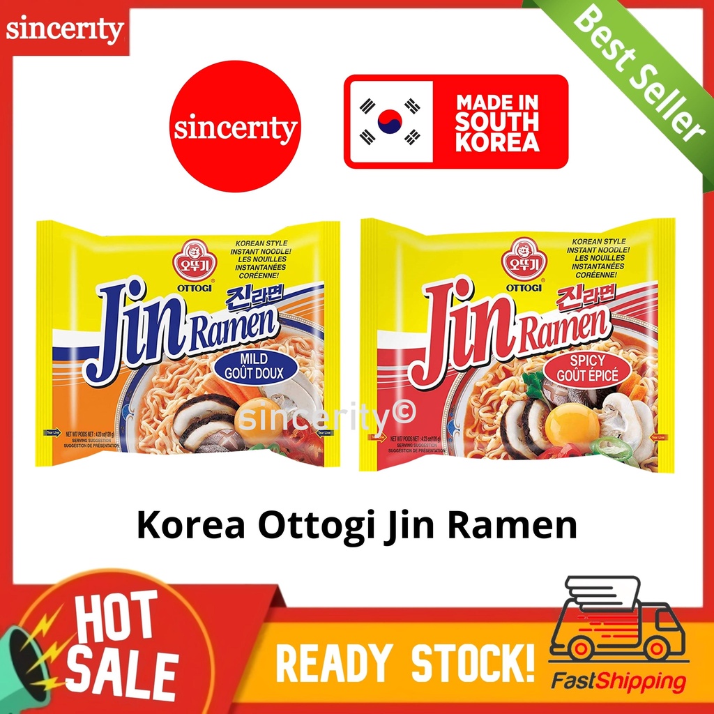 Korea Ottogi Jin Ramen Mild/Spicy Korea Ramen Korean Noodle Mee Sedap Pedas 韩国金拉面 韩国拉面 | Shopee ...