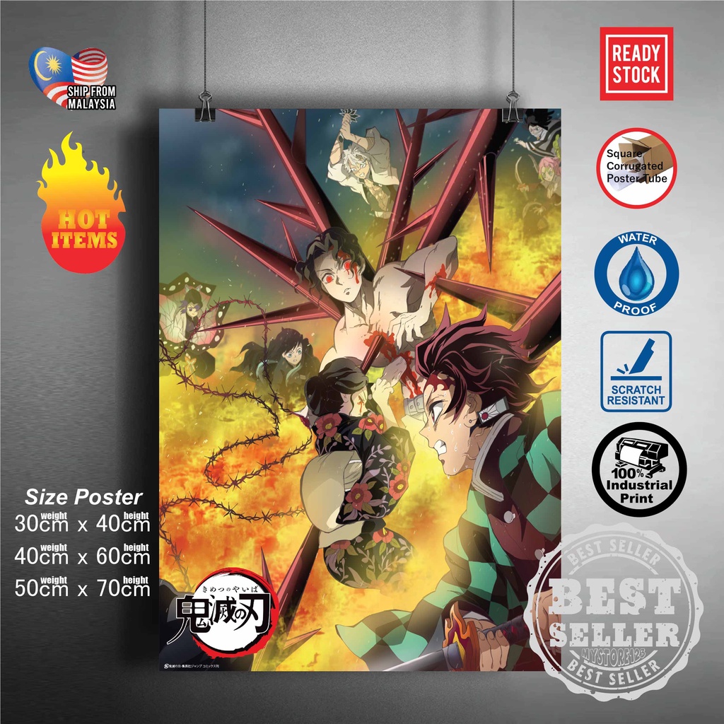 【READY STOCK】Demon Slayer Kimetsu no Yaiba Poster Sticker Anime Poster ...