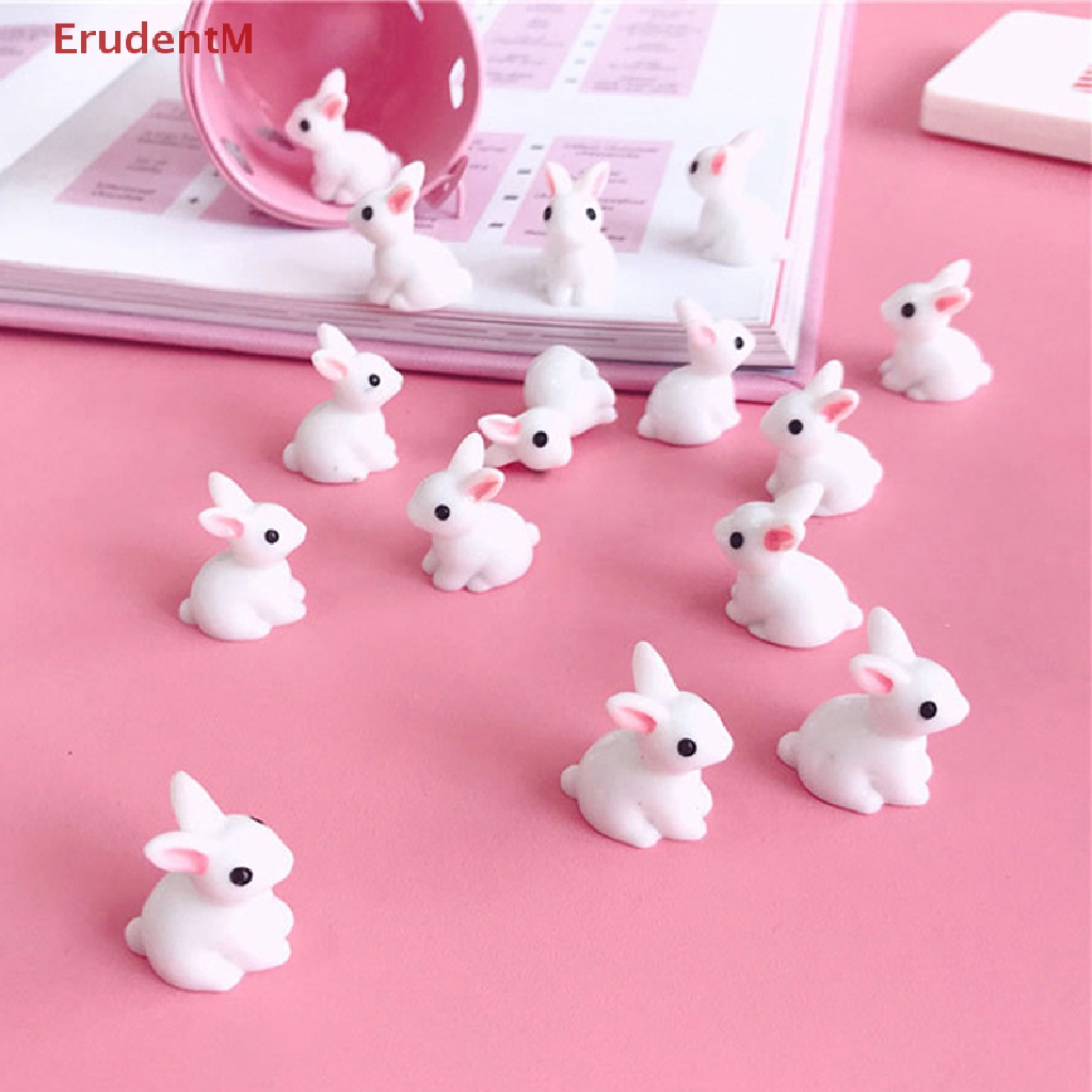 [ErudentM] 10PCS Cute Mini Resin Bunnies Miniature Figures 3D Little ...
