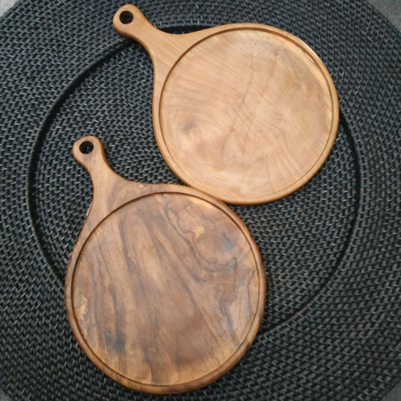 KAYU Teak Wood Plate Wooden Plate Tableware Pizza Serving Plate ...