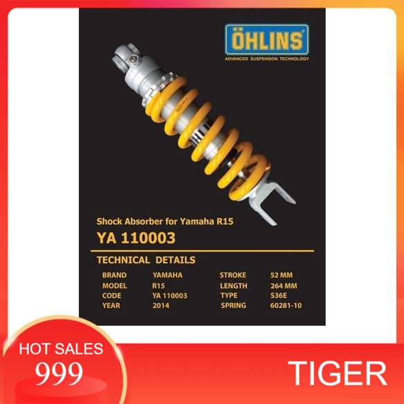 Original OHLINS Yamaha R15 V3 R15V3 V-ixion 150/ Rear Absorber ...