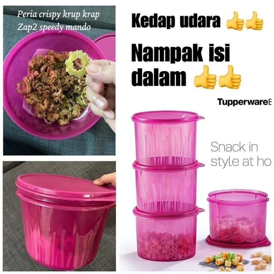 Tupperware Snack N Stack Textured Canister 2.4L Large Size/ Medium 1.7L/ Small 1.1L (Food ...