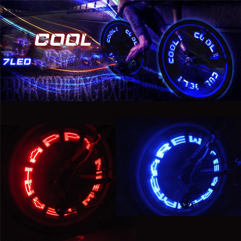 Bicycle LED Bike Wheel Tire Spoke Decorate Light MTB Valve Flash Letter ...
