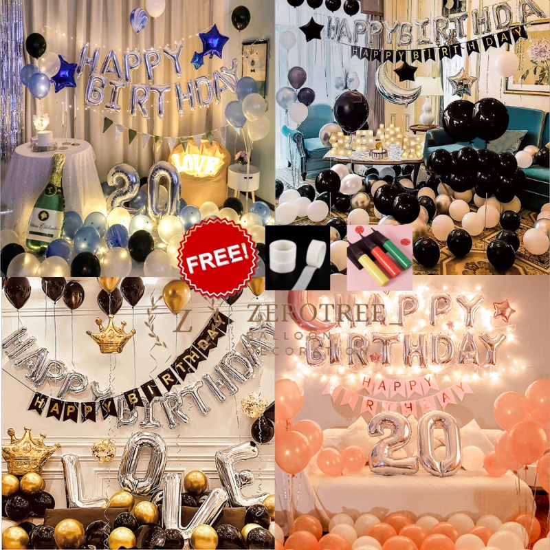[FREE Pump + Tape] Happy Birthday Decoration Set – Balloon Decoration ...