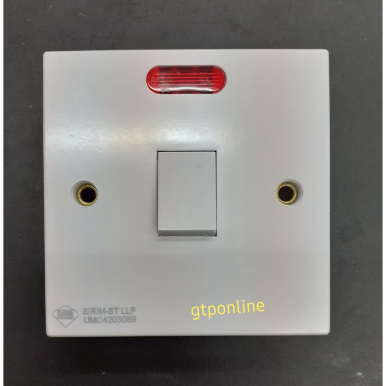 UMS DP FLUSH SWITCH NEON INDICATOR 20A 250V AC WH220N ( SIRIM ...