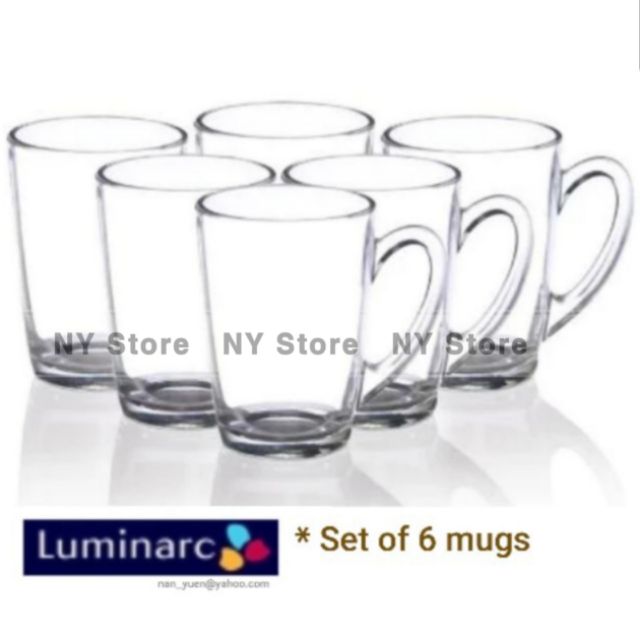 Luminarc Glass Coffee Tea Cup Mug Set 6pcs Tempered New Morning 320ml ...
