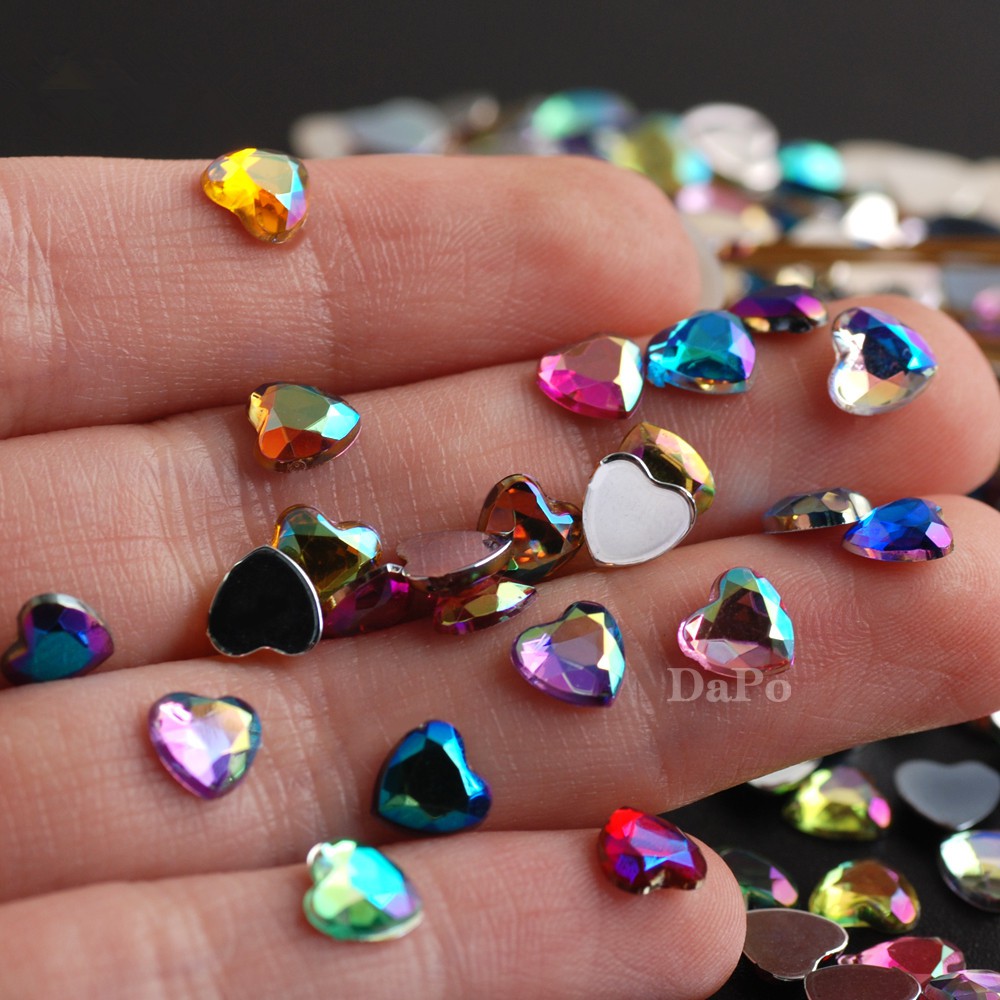 6mm 100Pcs ab Color Heart-Shaped Rhinestones for nail Crystal Acrylic ...