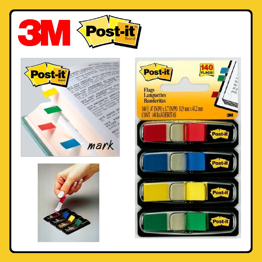 3M Post It Flag Small 683-4 0.5''x1.7'' (35's x 4colours) | Shopee Malaysia