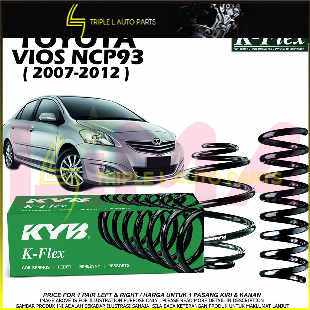 TOYOTA VIOS NCP93 FRONT / REAR COIL SPRING K-FLEX KAYABA KYB *ORIGINAL* (2007-2012) | Shopee ...