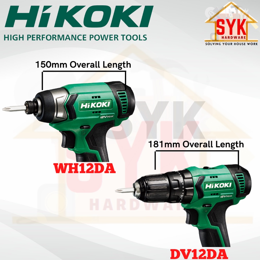 SYK Hikoki DV12DA WH12DA 12V Peak Cordless Impact Drill Driver Combo ...