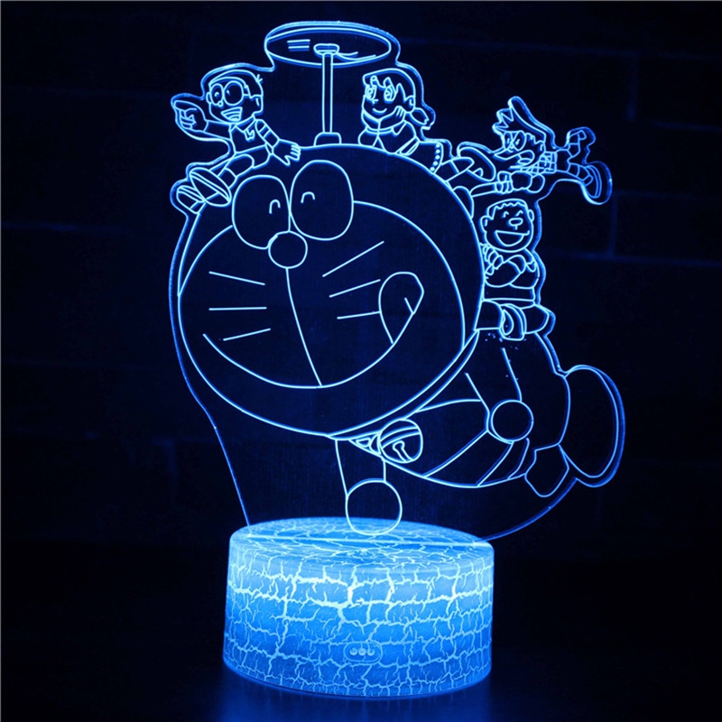 Remote Doraemon 3D LED Night Lights Fairy Lights Table Lamp Battery ...