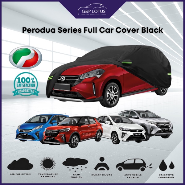 Perodua Full Black Car Cover Protection UV 210T / 3 Layer Selimut ...