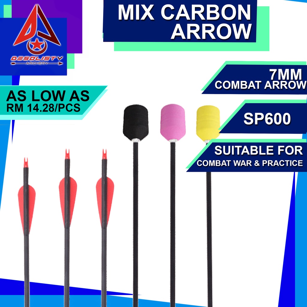12 pcs 7.8mm COMBAT ARROW Mixed Carbon Arrows modern traditional bow ...