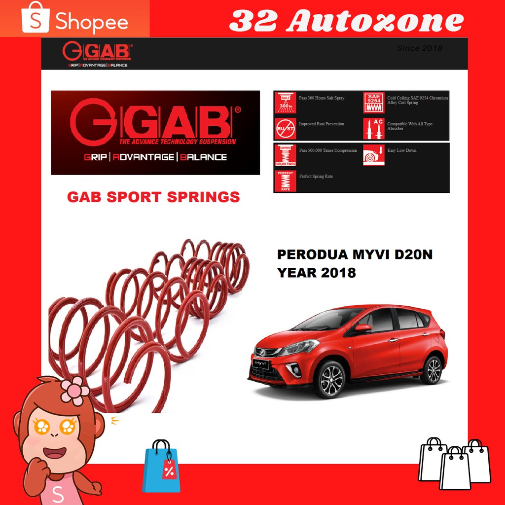 Original GAB Sport Spring for Perodua Myvi D20N (Year 2018 onwards ...