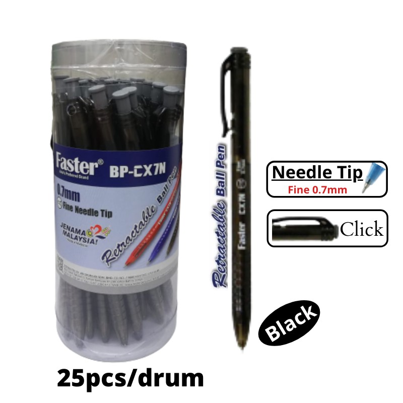FASTER CX5N (0.5mm) / CX7N (0.7mm) RETRACTABLE BALL PEN - 25pcs/Drum ...