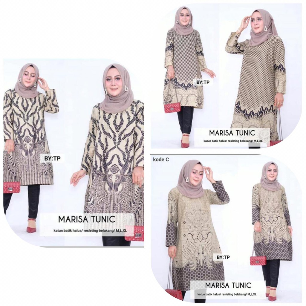 PUTIH Marisa Tunic Batik Tunic Latest Beautiful Tunic Uniform Office ...