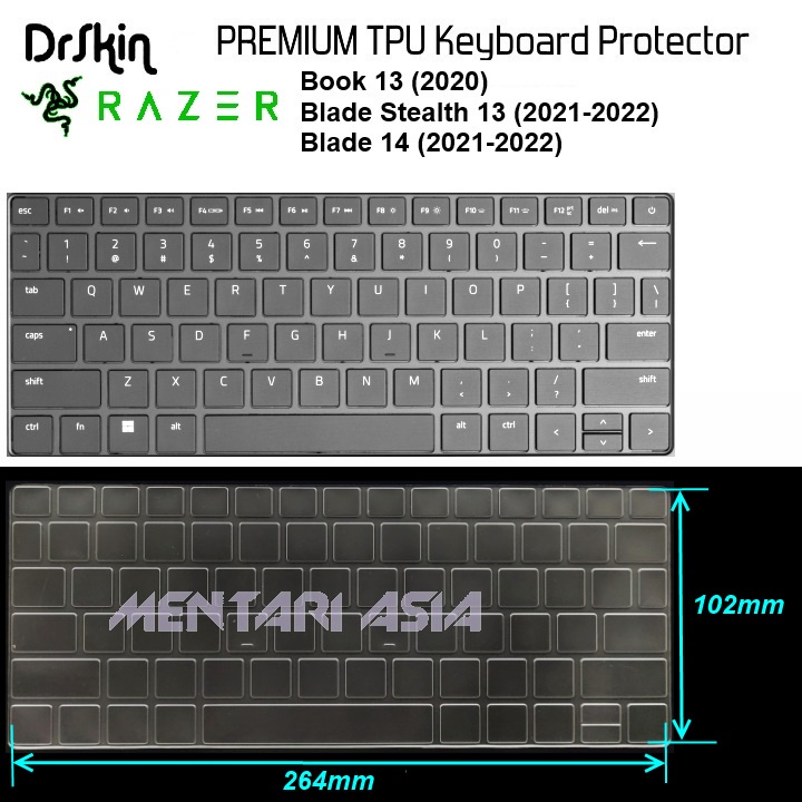 Keyboard Protector RAZER Blade 14 2021-2022 - DrSkin PREMIUM TPU CLEAR ...