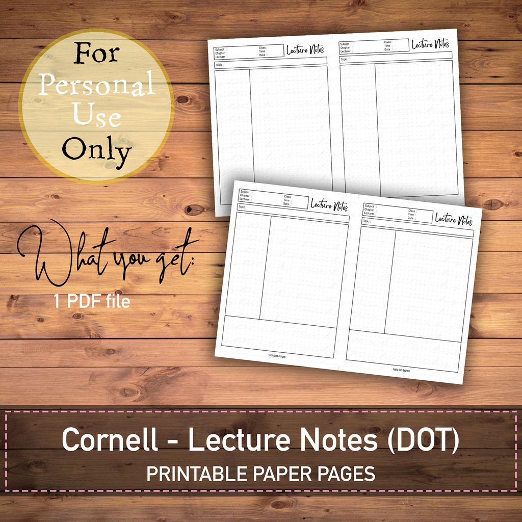 A4 A5 Printable Grid Line Dot Blank Paper | Cornell Note Taking Paper ...