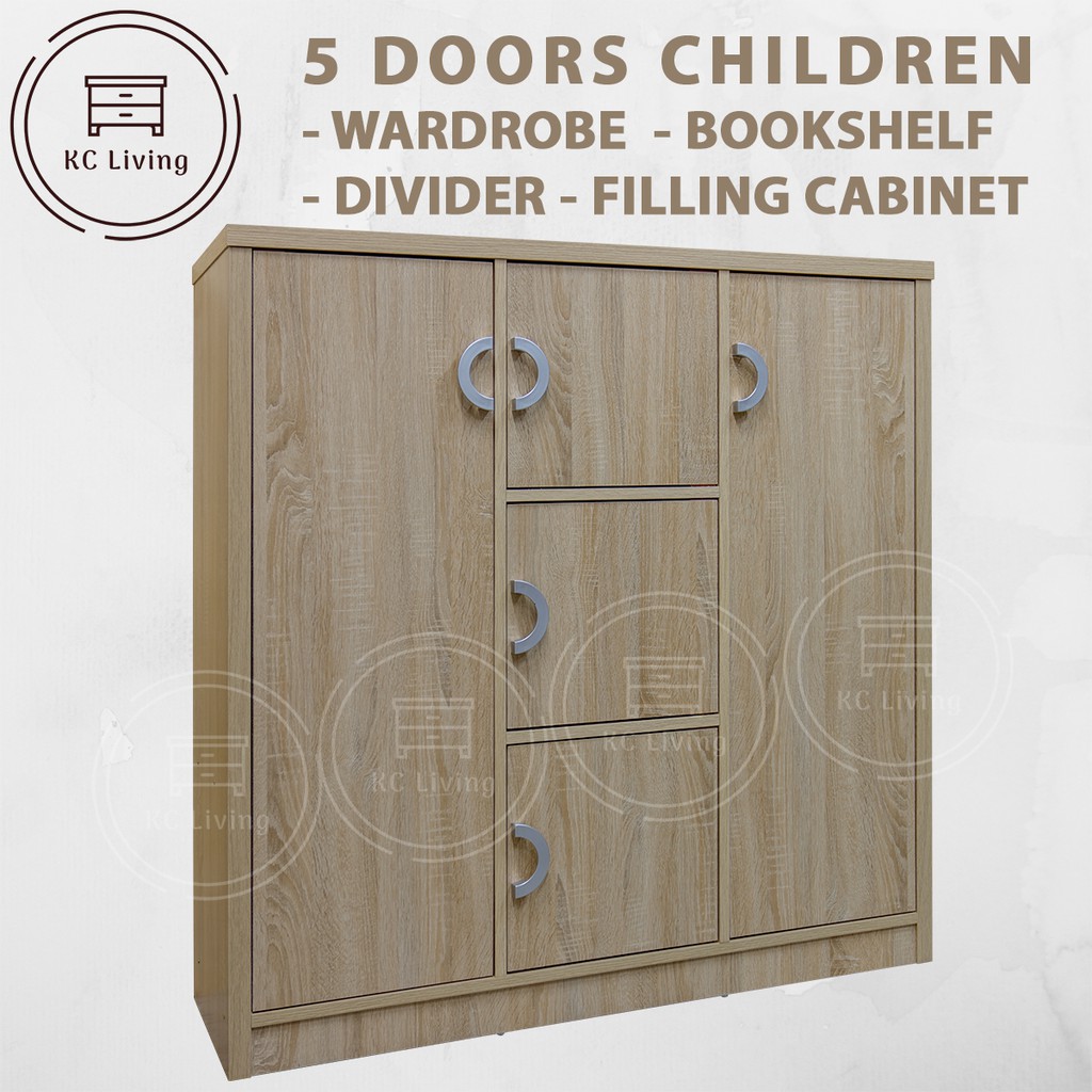 [KCL] 5 Doors Children Wardrobe / Hanging / Filling Cabinet / Divider ...