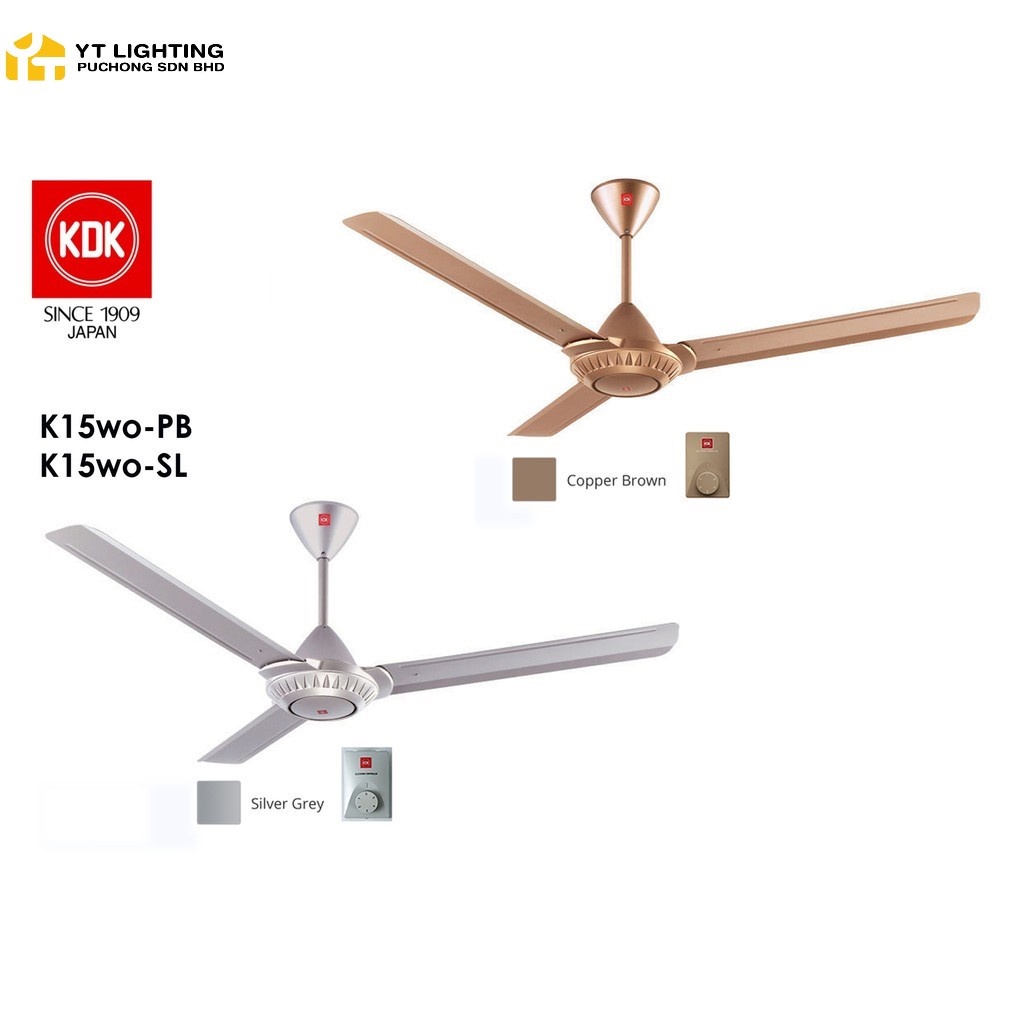 KDK Regulator Fan K15W0/K15W0-SL 60"/150 cm 3 Blade Regulator Ceiling Fan (Copper Brown/ Silver ...