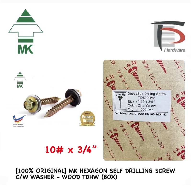 [100% ORIGINAL] MK HEXAGON SELF DRILLING SCREW C/W WASHER - WOOD TDHW ...