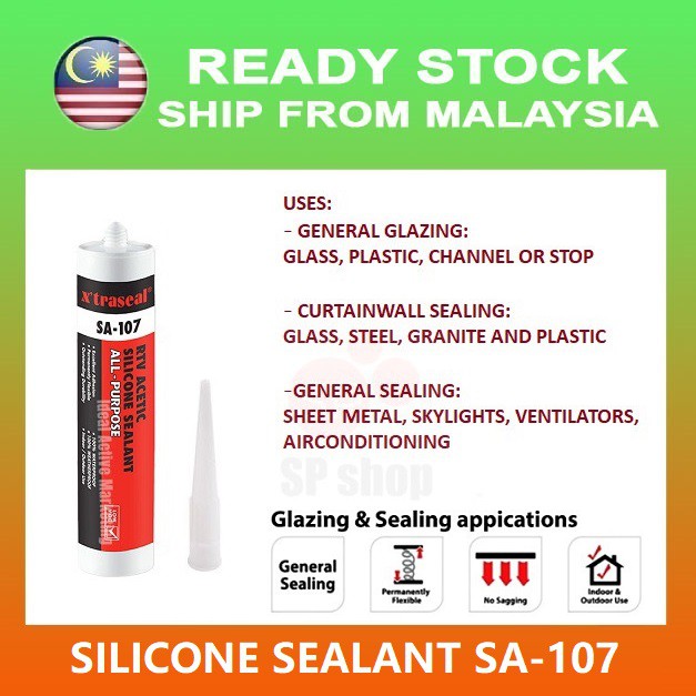 X traseal SA-107 All-Purpose RTV Acetic Silicone Sealants (Clear) 280ml | Shopee Malaysia