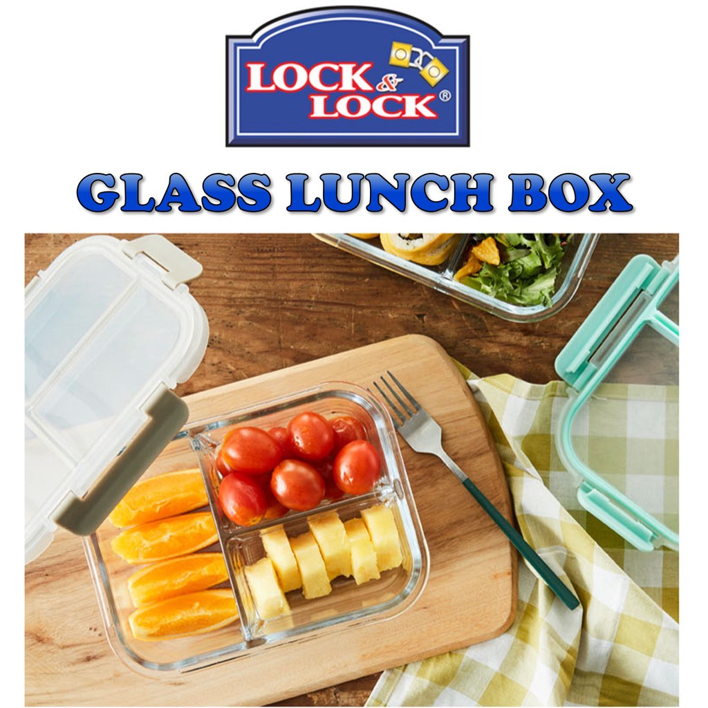 LocknLock Glass Lunch Box 4-size, Meal Box Food Conatiner, Airtight Lid ...