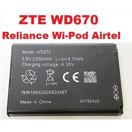 Battery ZTE WD670 DC027 Reliance Wi-Pod Airtel / Yes Huddle MF25 ...