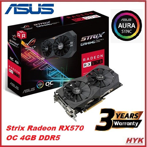 ASUS Strix Radeon RX 570 4GB GDDR5 OC Edition with Aura Sync Graphic ...