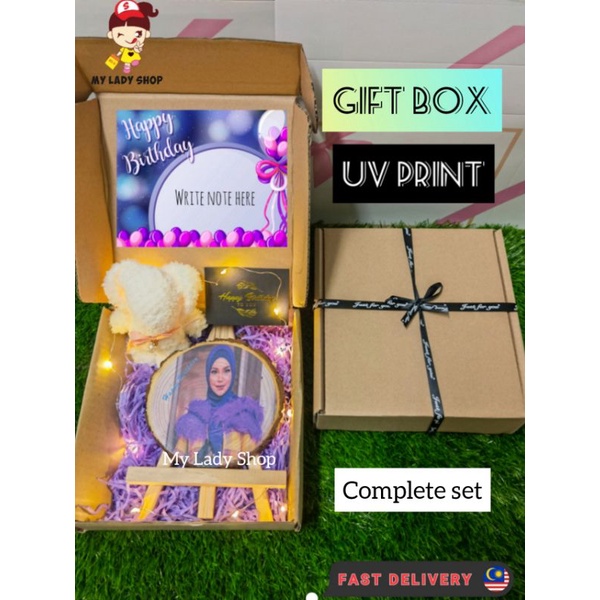 🇲🇾Ready Stock Gambar Kayu Gift Box Hadiah Happy birthday Portrait Wood ...