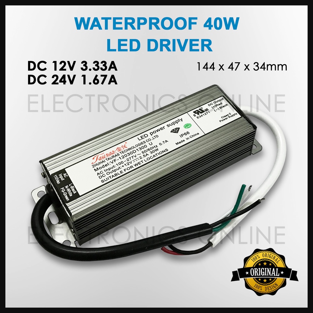 Taurus VF-12040D1310 VF-24040D1310 Waterproof LED Driver DC12V 3.33A ...