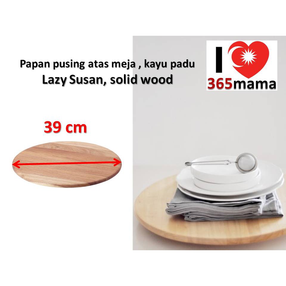 IK3@ 39cm Papan Pusing Atas Meja (Lazy Susanz) Kayu Padu (Birch Solid ...