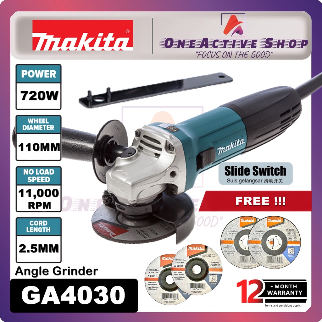 MAKITA 4'' Angle Grinder 720W GA4030 - 1 Year Warranty (MAKITA GRINDER ...